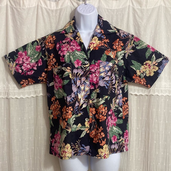 Laura Ashley | Tops | Vintage Laura Ashley Hawaiian Shirt | Poshmark